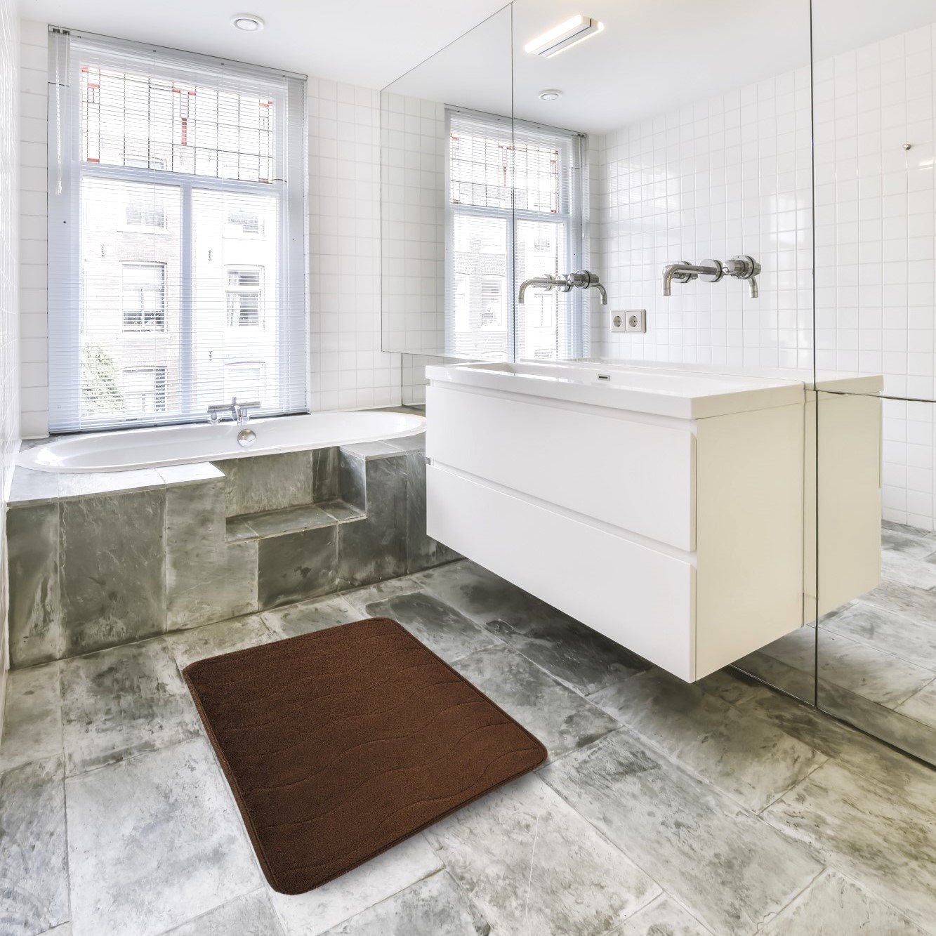Capacho tapete para Banheiro lavabo super soft Touch marrom- Jetex
